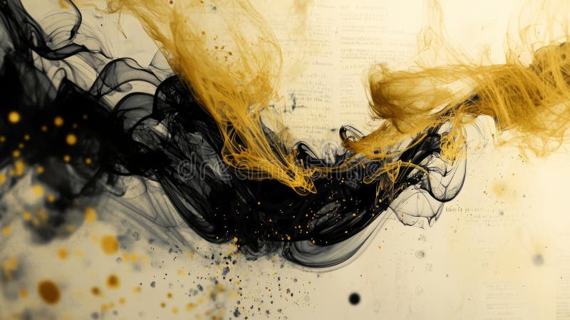 Mesmerizing Abstract of Black and Gold Ink Swirls Stock Illustration ...