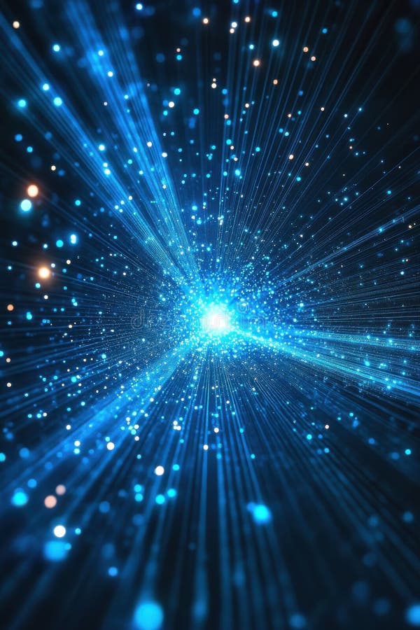 Abstract Blue Background with Radiant Light Rays and Sparkling ...