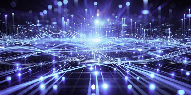 A Mesmerizing Abstract Blue Cyber Space Background Showcasing Dynamic Digital Flow Highlighting ...