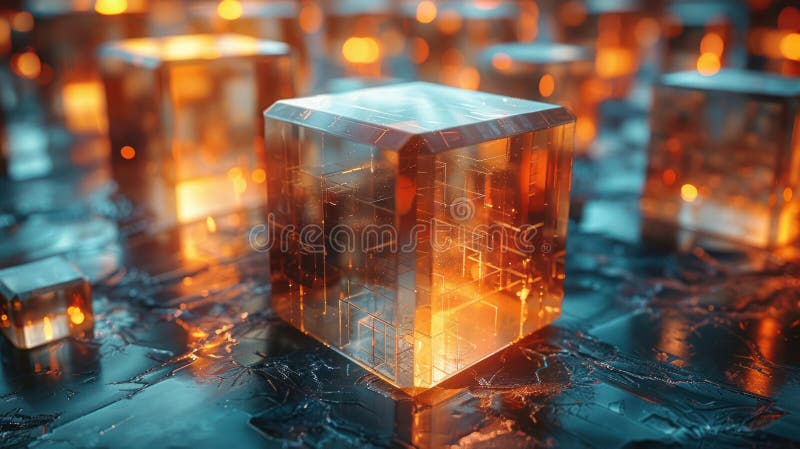 Rotating Glass Blocks in Abstract 3D Render - Seamless Loop Stock ...