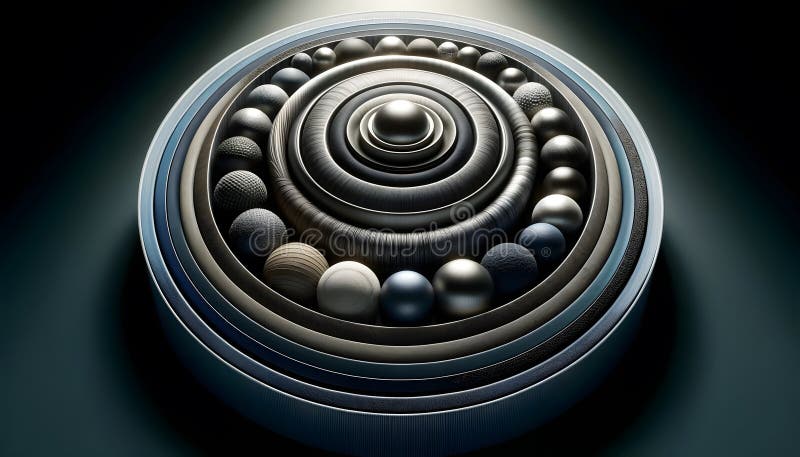 Abstract Metal Spheres Design Background with Concentric Circles and ...