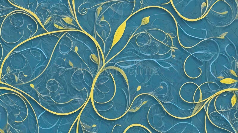 Abstract Floral Pattern with Intricate Swirling Vines and Delicate Leaf ...