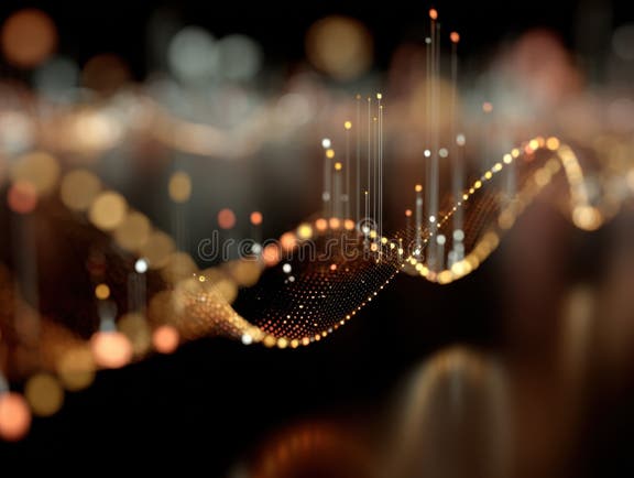 Mesmerizing Abstract Golden Wave: a Digital Visualization of Data Flow ...