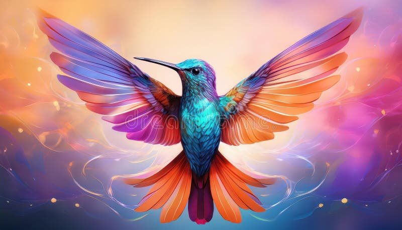 Colorful Abstract Hummingbird Design GradientInfused Avian Masterpiece ...