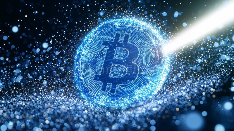 Bitcoin Glow stock illustration. Illustration of future - 336246964