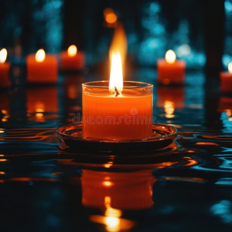AI Generated Candlelight with Captivating Reflections Stock ...