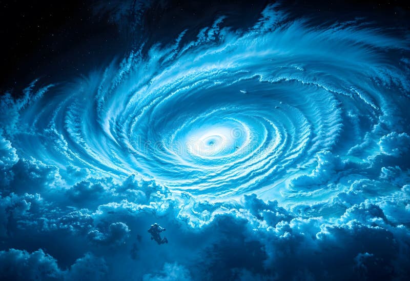 A Swirling Vortex of Clouds with a Bright White Light in the Center ...