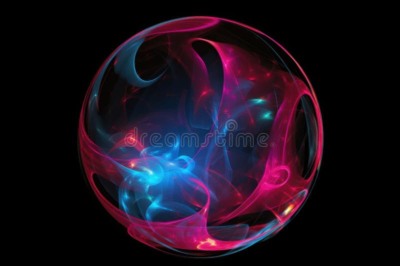 Mesmerizing Abstract Neon Swirling Sphere of Vibrant Colors Stock ...