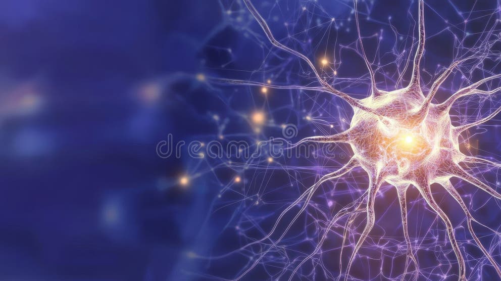 A Mesmerizing Abstract Representation of a Glowing Neuron an Intricate ...