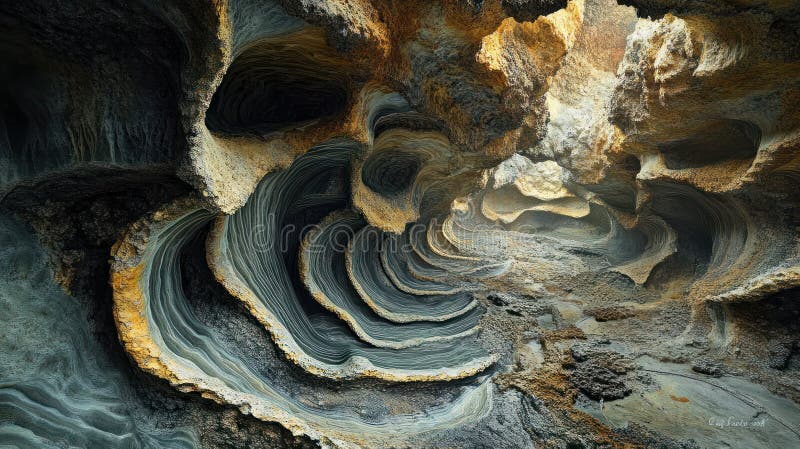 A Mesmerizing, Abstract Rock Formation with Swirling Patterns of Grey ...