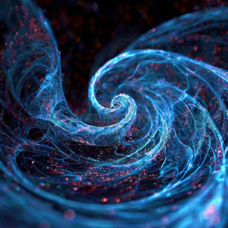 Abstract Swirling Blue Vortex with Glowing Particles Stock Photo ...