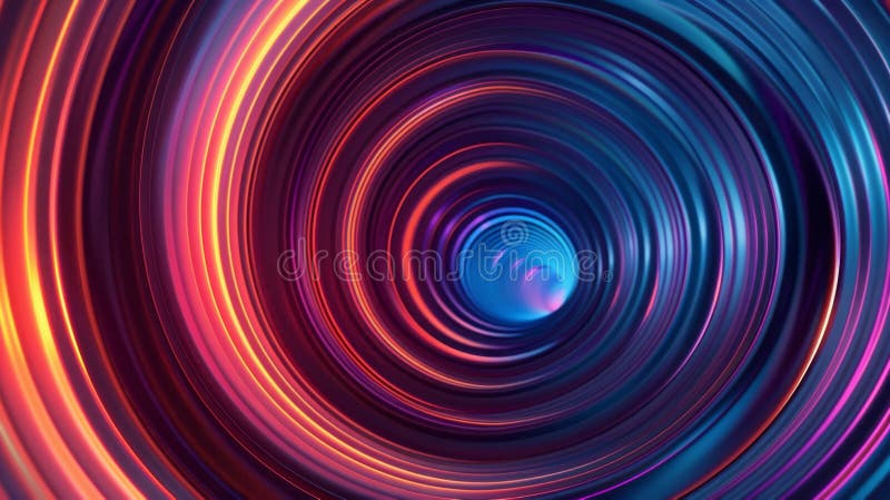 Abstract Colorful Vortex Tunnel with Futuristic Neon Light Waves Stock ...