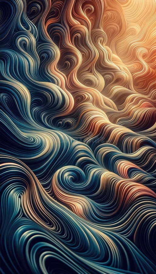 Mesmerizing Abstract Waves with Dynamic Swirls and Spheres Stock Photo ...