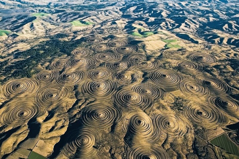 Mesmerizing Aerial View of Concentric Patterns in Desert Landscape ...