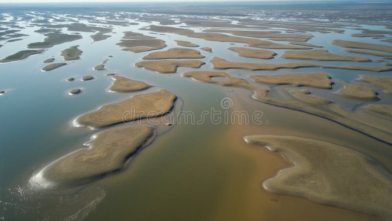 A Mesmerizing Aerial View of a Dynamic Tidal Estuary Stock Illustration ...