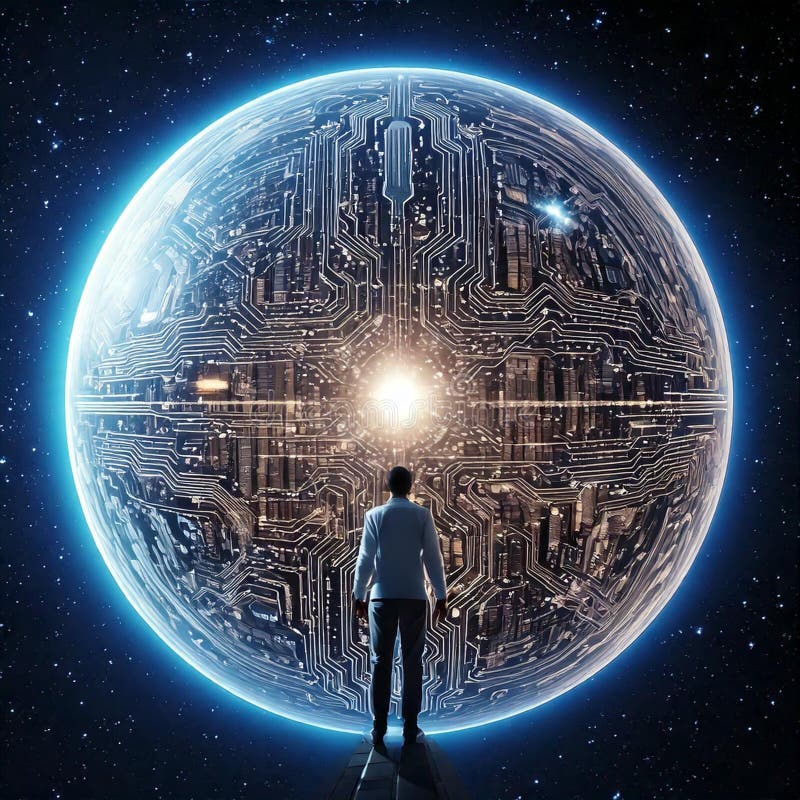 AI-Generated AI-Infused Celestial Circuit City – a Futuristic Vision of Space and Technology ...