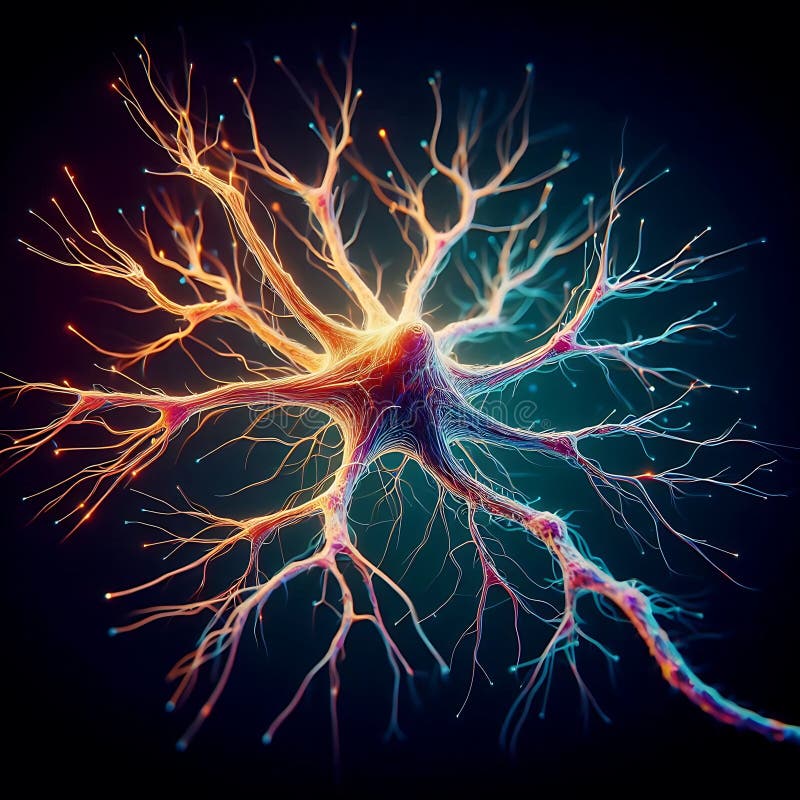 AI-Generated Illustration of an Abstract Neuron with Electric Synapses ...