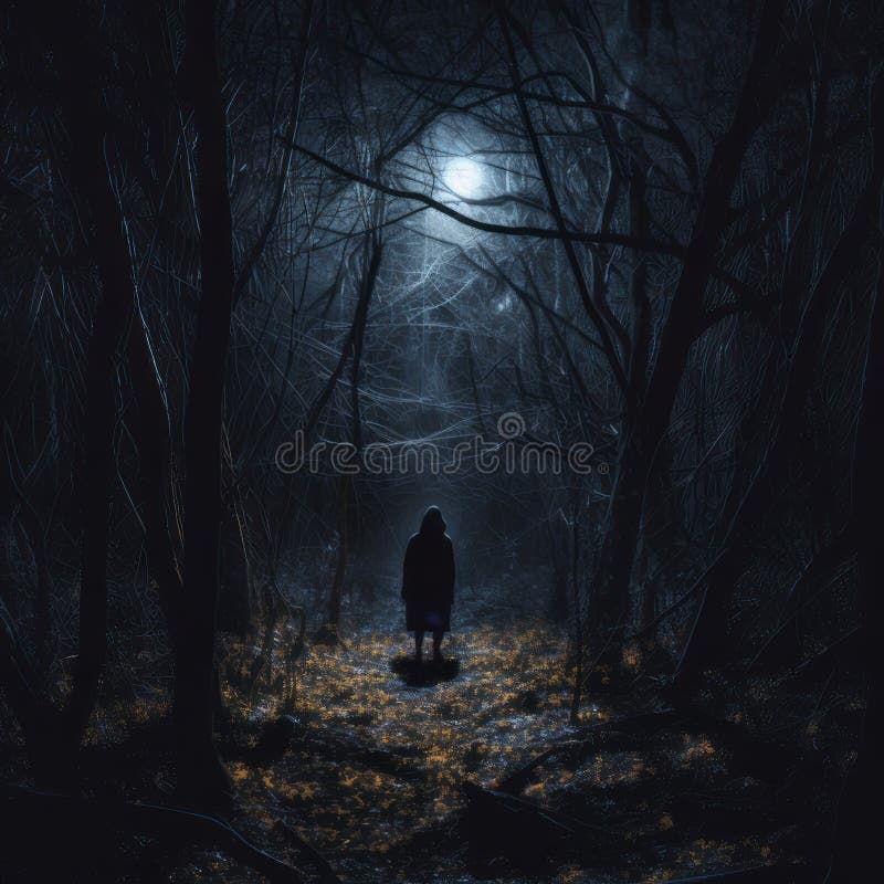 Mysterious Shadow in Enchanted Forest Stock Illustration - Illustration ...