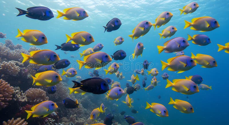 School of Fish Looking at Camera Stock Illustration - Illustration of ...