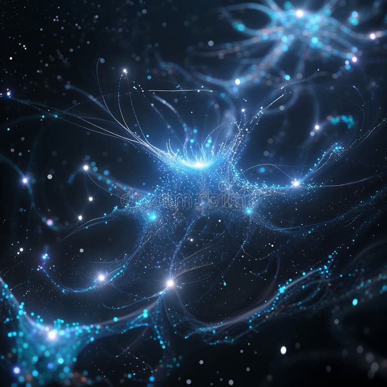 Mesmerizing AI Neural Network Visualization with Glowing Iridescent Nodes Stock Illustration ...