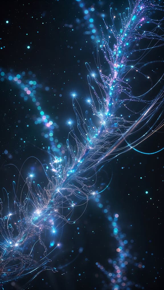 Mesmerizing AI Neural Network Visualization with Glowing Iridescent Nodes Stock Illustration ...