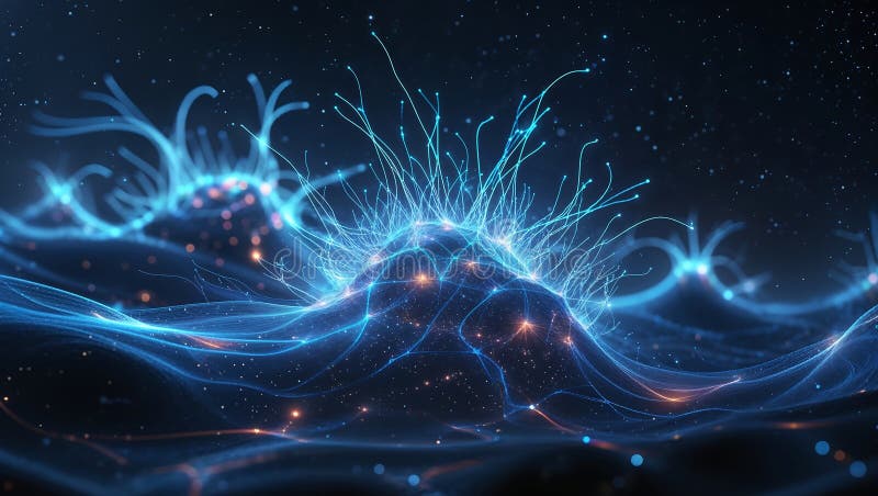 Mesmerizing AI Neural Network Visualization with Glowing Iridescent ...