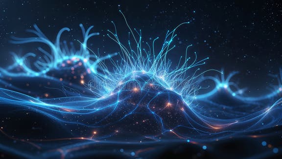 Mesmerizing AI Neural Network Visualization with Glowing Iridescent Nodes Stock Illustration ...