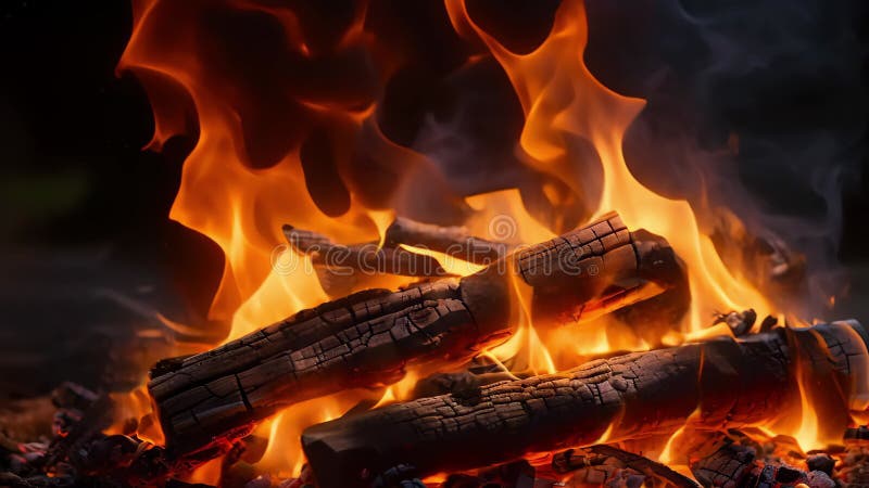 Mesmerizing Animation of a Crackling Fire. the Flame Cast a Warm Glow ...