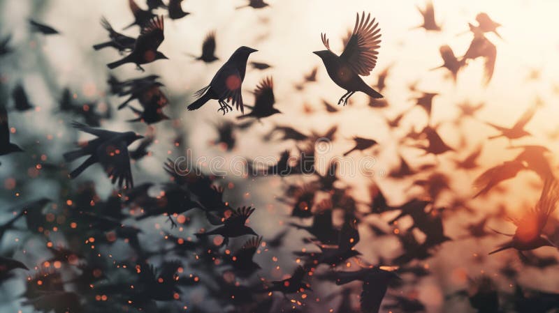 Mesmerizing Animation of a Flock of Birds, Showcasing the Underlying ...