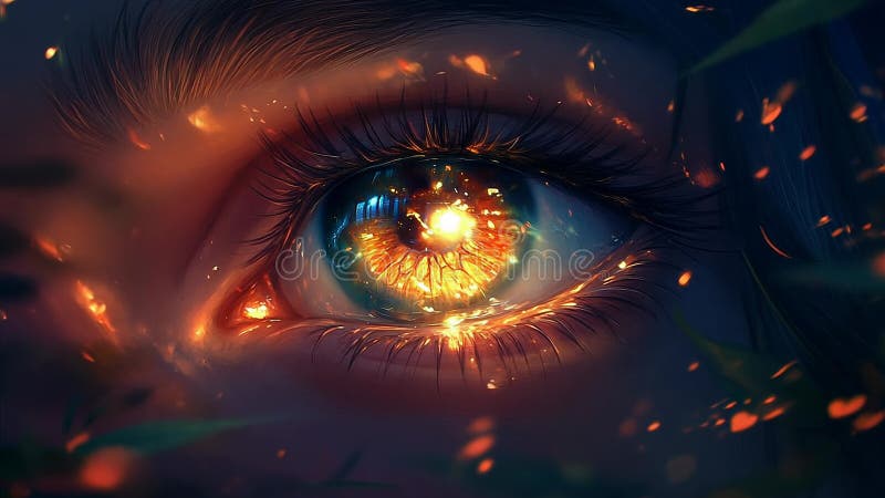 Mesmerizing Anime Eye with Fiery Glow Animation Stock Footage - Video ...