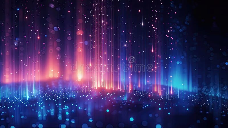 Illuminated Data Visualization Displaying Horizontal Light Columns ...