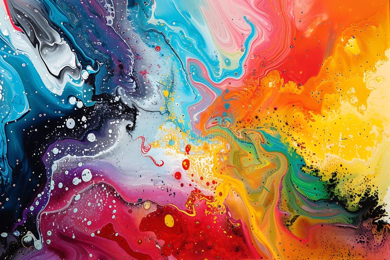 Vibrant Abstract Acrylic Pour Painting: a Symphony of Colors and ...