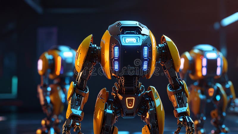 Precision Dance: Robots Assemble the Future Stock Illustration ...