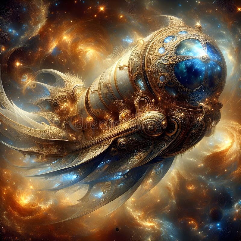 A Mesmerizing Baroque Airship Soars Against a Galactic Backdrop. Stock ...