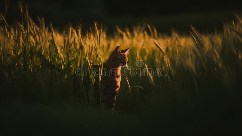 Mesmerizing Beauty Captured: a Captivating Cat at the Golden Hour Stock ...