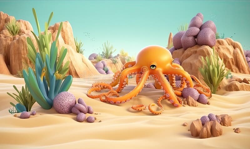 Mesmerizing Beauty of an Octopus Surrounded by Colorful Coral Reef ...