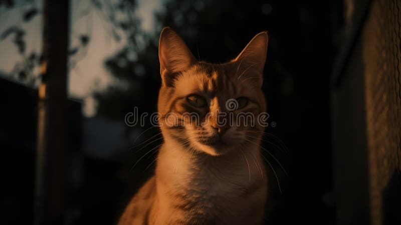 Mesmerizing Beauty Unveiled: a Captivating Cat at Golden Hour Stock ...