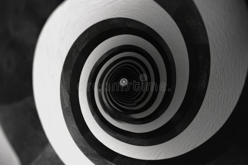A Mesmerizing Black and White Abstract Spiral Circle Drawing the Viewer ...