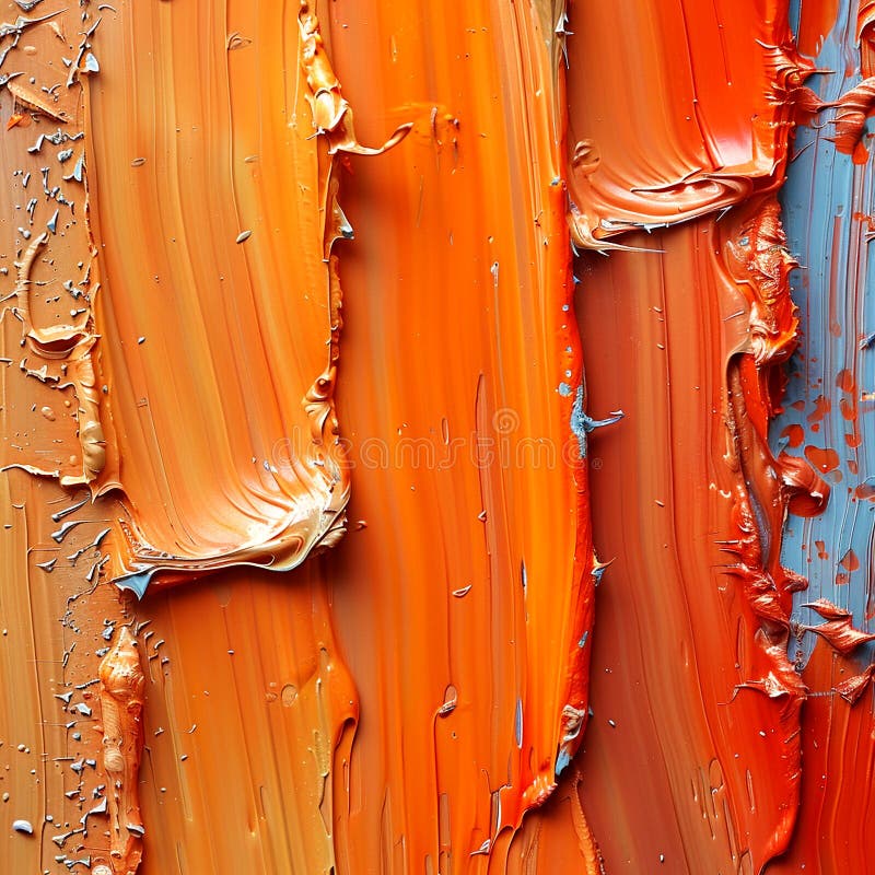 Vibrant Textures of Playful Orange and Rust Paint on a Textured Canvas ...