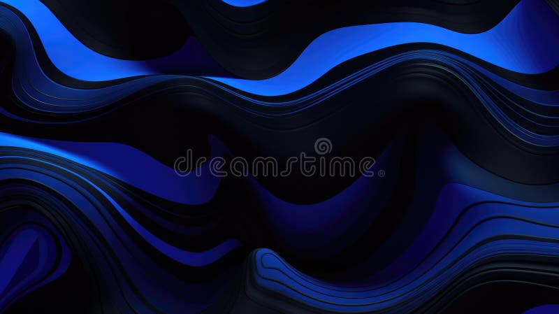 Mesmerizing Blue Abstract Wavy Lines Digital Artwork Stock Illustration ...
