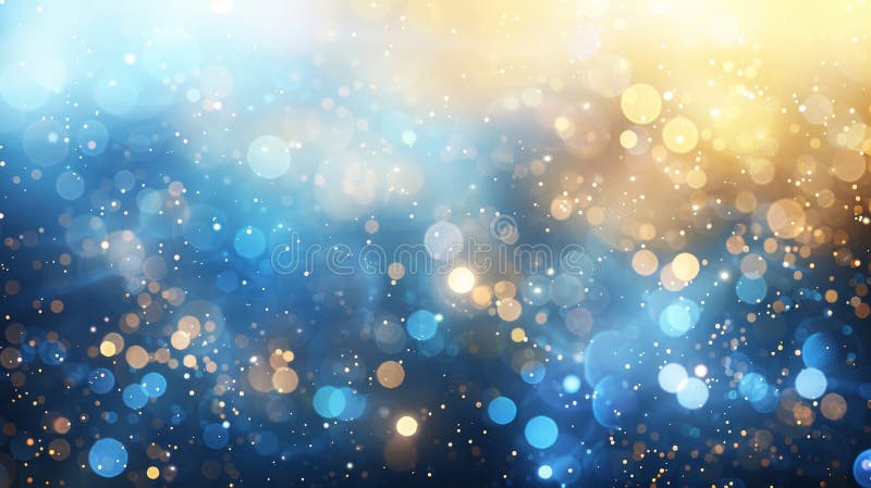 Mesmerizing Blue and Gold Glitter Background with Bokeh Effect in ...