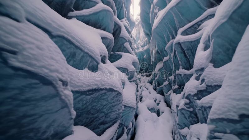 Mesmerizing Blue Ice Formations in Glacier Cave with Intricate ...