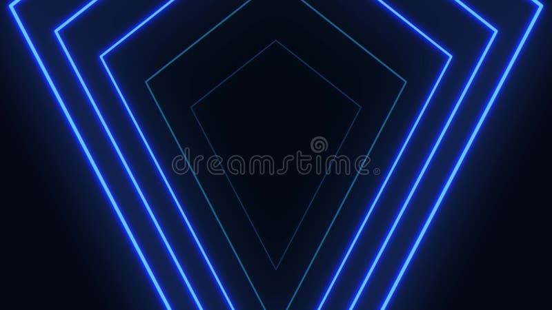 Blue Neon Diamond Glowing Triangular Pattern on Black Background Stock ...