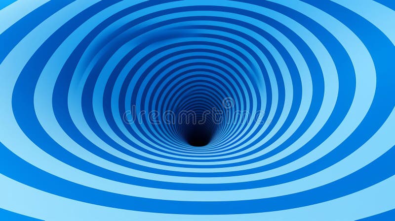 Mesmerizing Blue Op Art Visual with Black Hole Center Stock ...