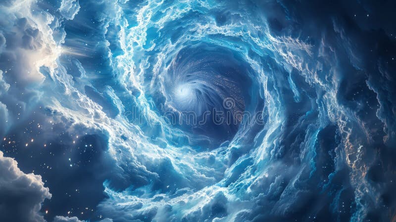 Swirling Blue Vortex of Clouds and Stars in a Cosmic Setting Stock ...