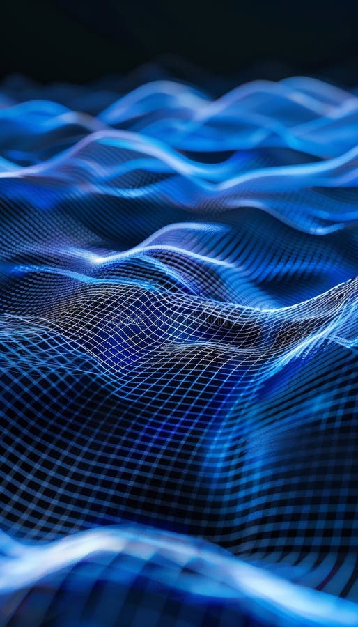 Mesmerizing Blue Wave Grid Background Showcasing Fluid Patterns and ...