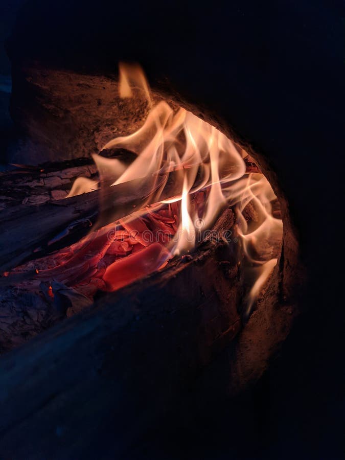 Mesmerizing Bonfire Embers in a Furnace Stock Image - Image of light ...