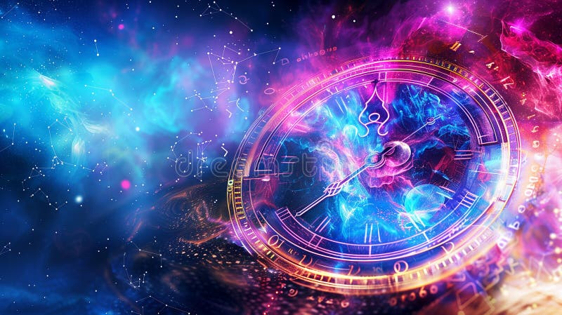Mesmerizing Celestial Clock Face Suspended Cosmic Expanse Surrounded ...