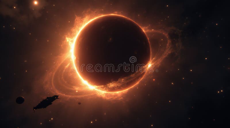 Mesmerizing Celestial Eclipse with Fiery Ring in Space. Stock ...