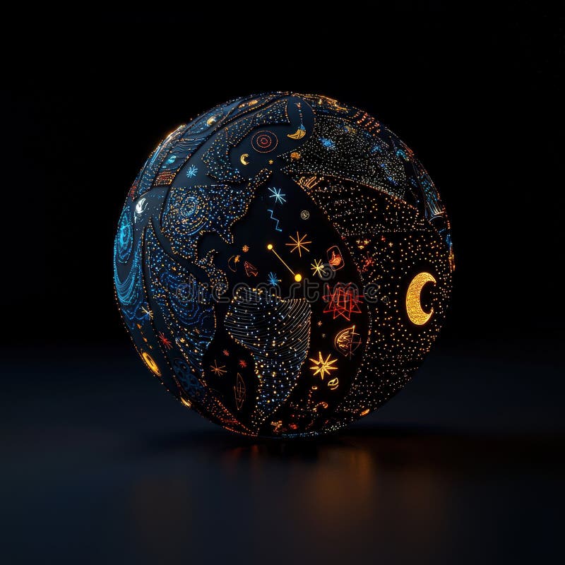 A Mesmerizing Celestial Globe Featuring Intricate Cosmic Designs and ...